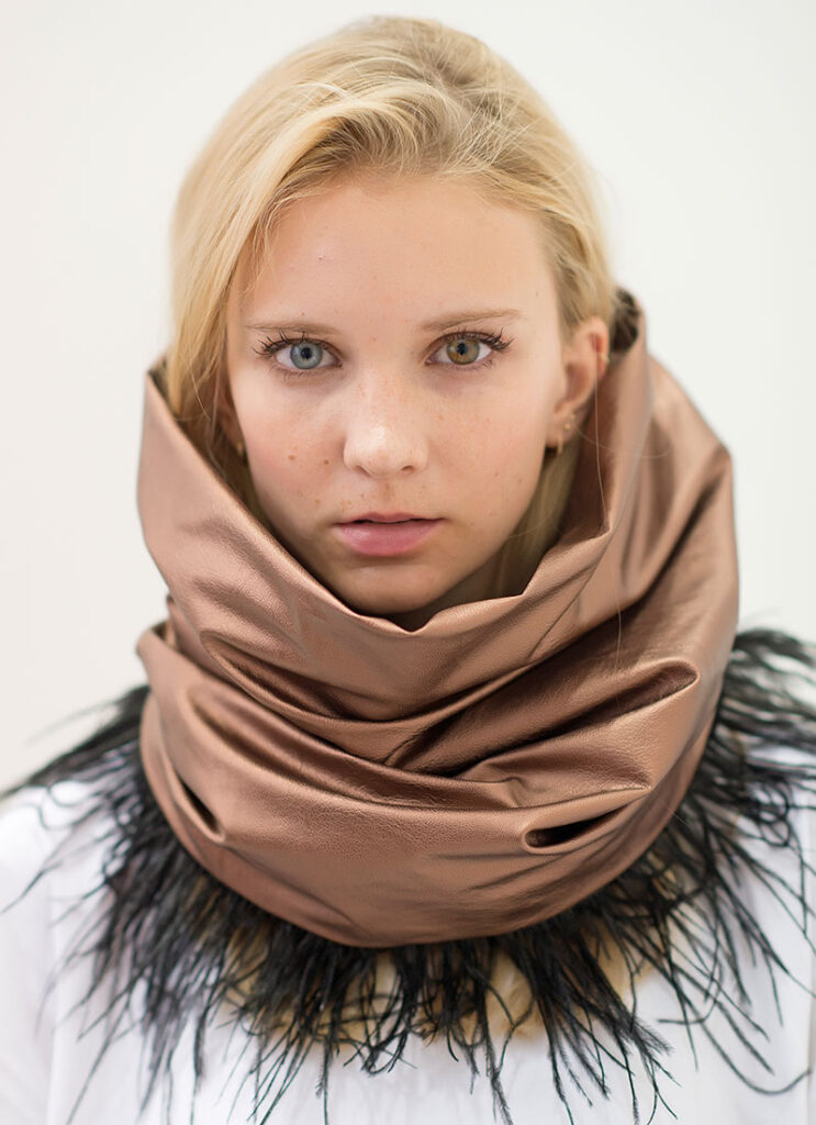 Bronze Sheepskin & Feather Prestige Snood – Constasy